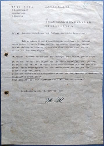 1939 Document Signed By Otto Moll Who Became Todesengel Of Auschwitz Od43